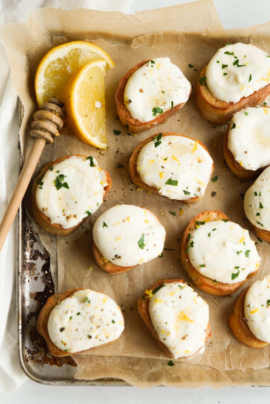 Whipped Ricotta Crostini with Honey & Lemon - Wellness by Kay