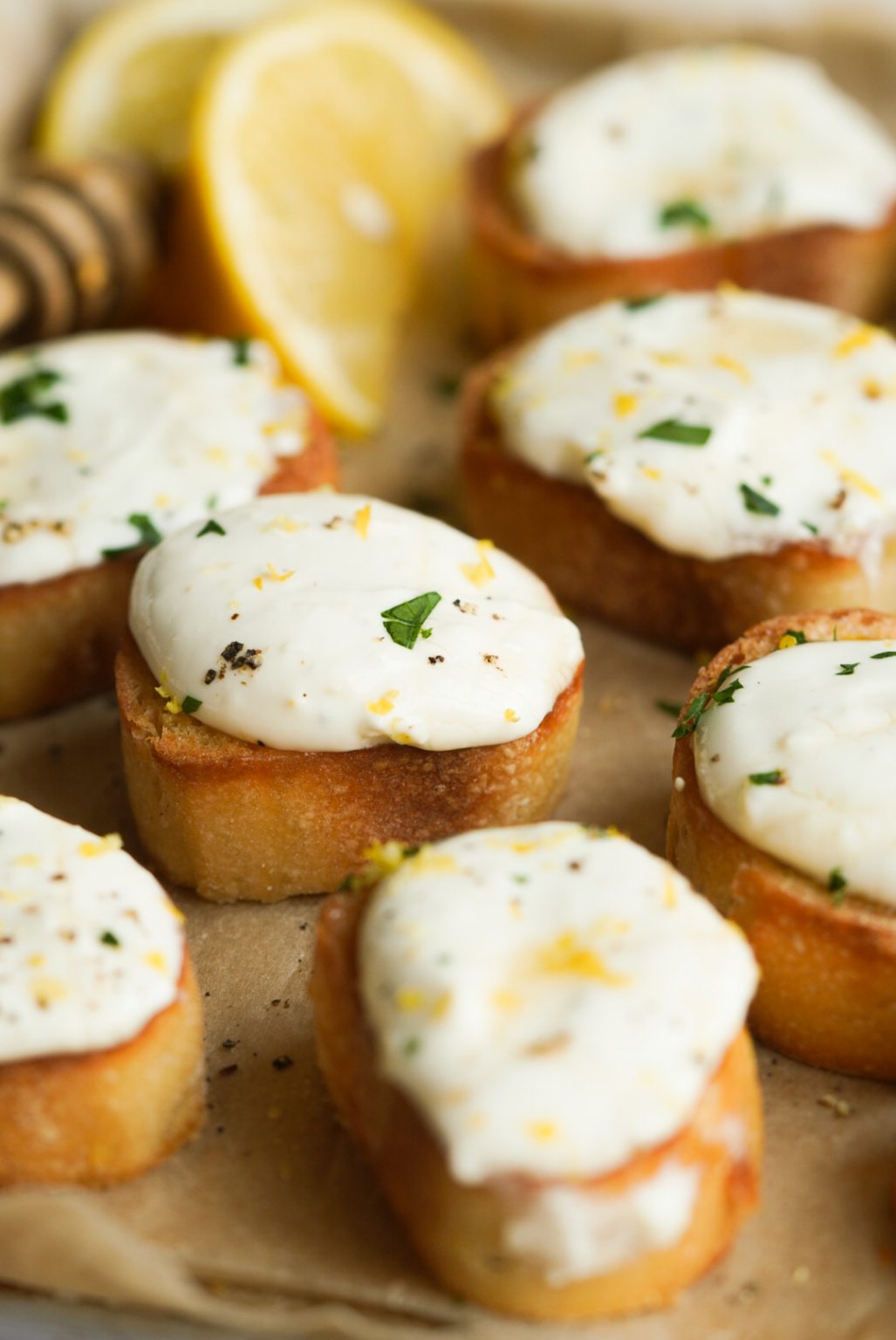 Whipped Ricotta Crostini with Honey & Lemon - Wellness by Kay