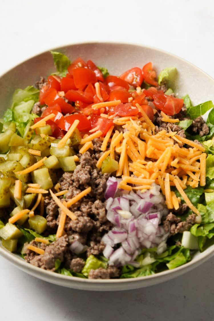 Burger Salad Bowl with Special Sauce Dressing - Wellness by Kay