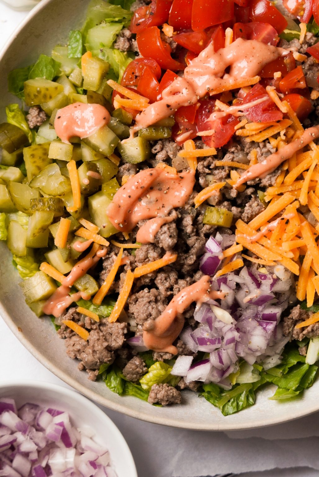 Burger Salad Bowl with Special Sauce Dressing - Wellness by Kay