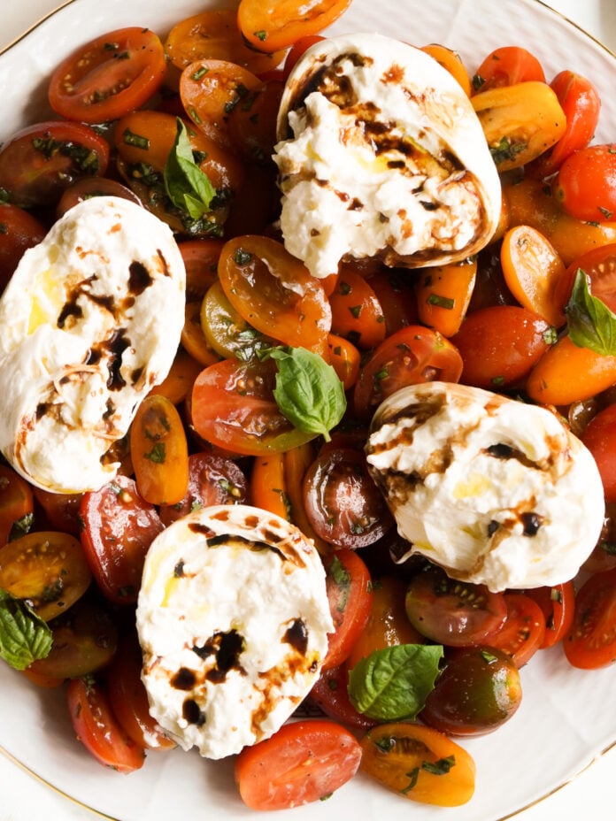 Burrata Caprese Salad with Cherry Tomatoes - Wellness by Kay
