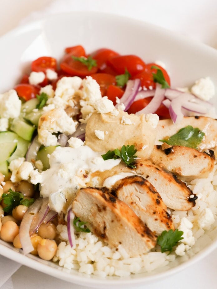Mediterranean Chicken & Rice Bowls (SUPER Easy!) - Wellness by Kay