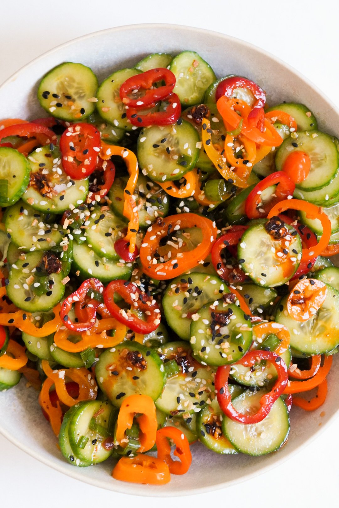 Cucumber Sweet Pepper Salad (TikTok Viral Recipe) - Wellness by Kay