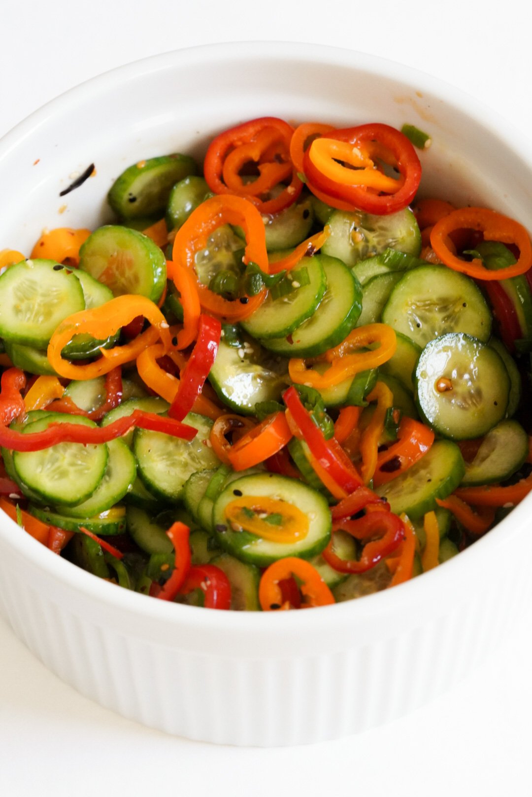 Cucumber Sweet Pepper Salad (TikTok Viral Recipe) - Wellness by Kay