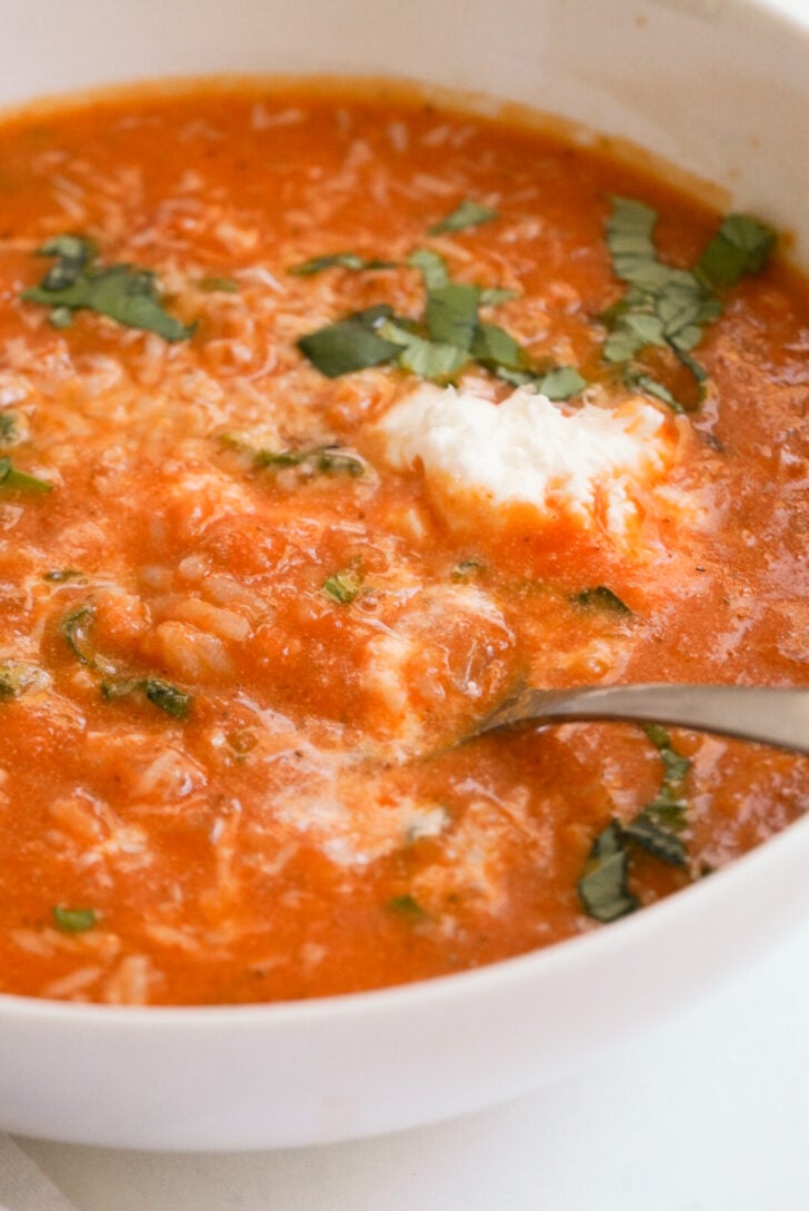Easy, Creamy Tomato Rice Soup - Wellness by Kay
